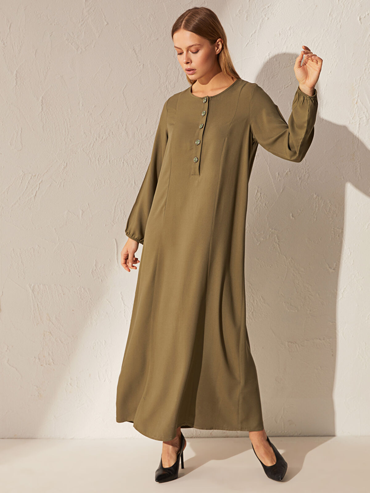 LCW GRACE Standart Fit Uzun Kollu Kadın Elbise