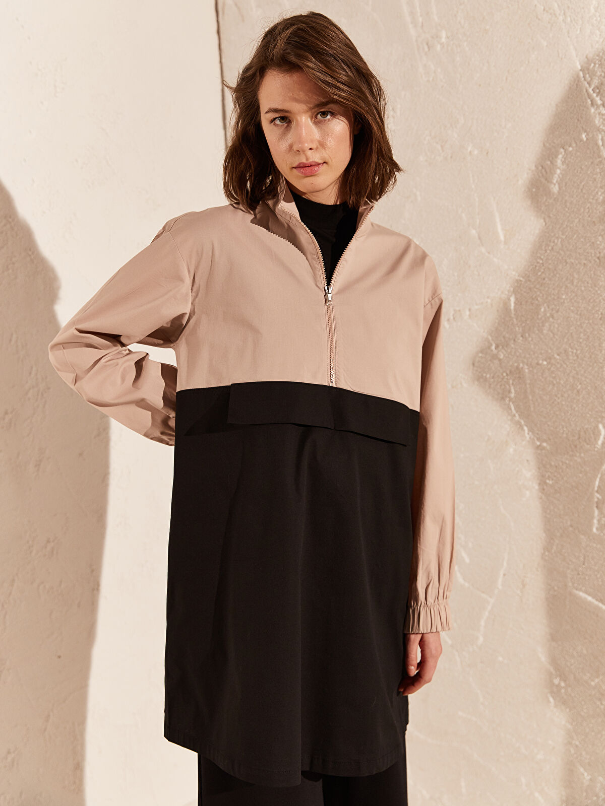 MODEST Gömlek Yaka Uzun Kollu Oversize Poplin Kadın Tunik