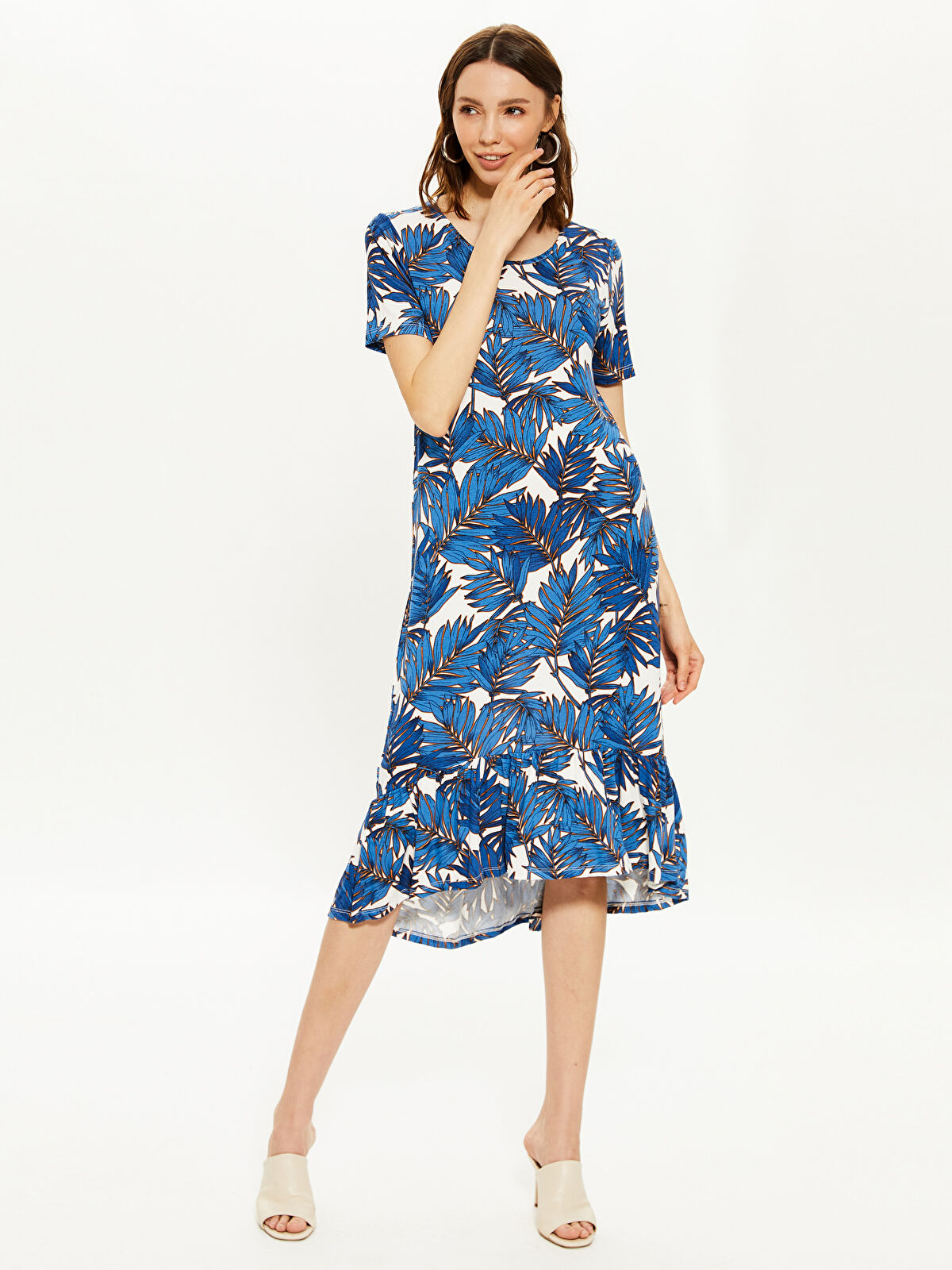 LCW CLASSIC Standart Fit Kısa Kollu Penye Kadın Elbise