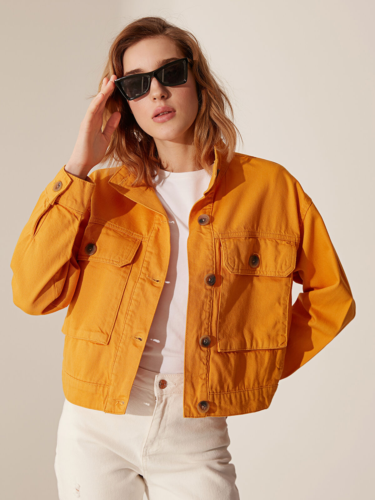 LCW CASUAL Gömlek Yaka Uzun Kollu Gabardin Kadın Mont