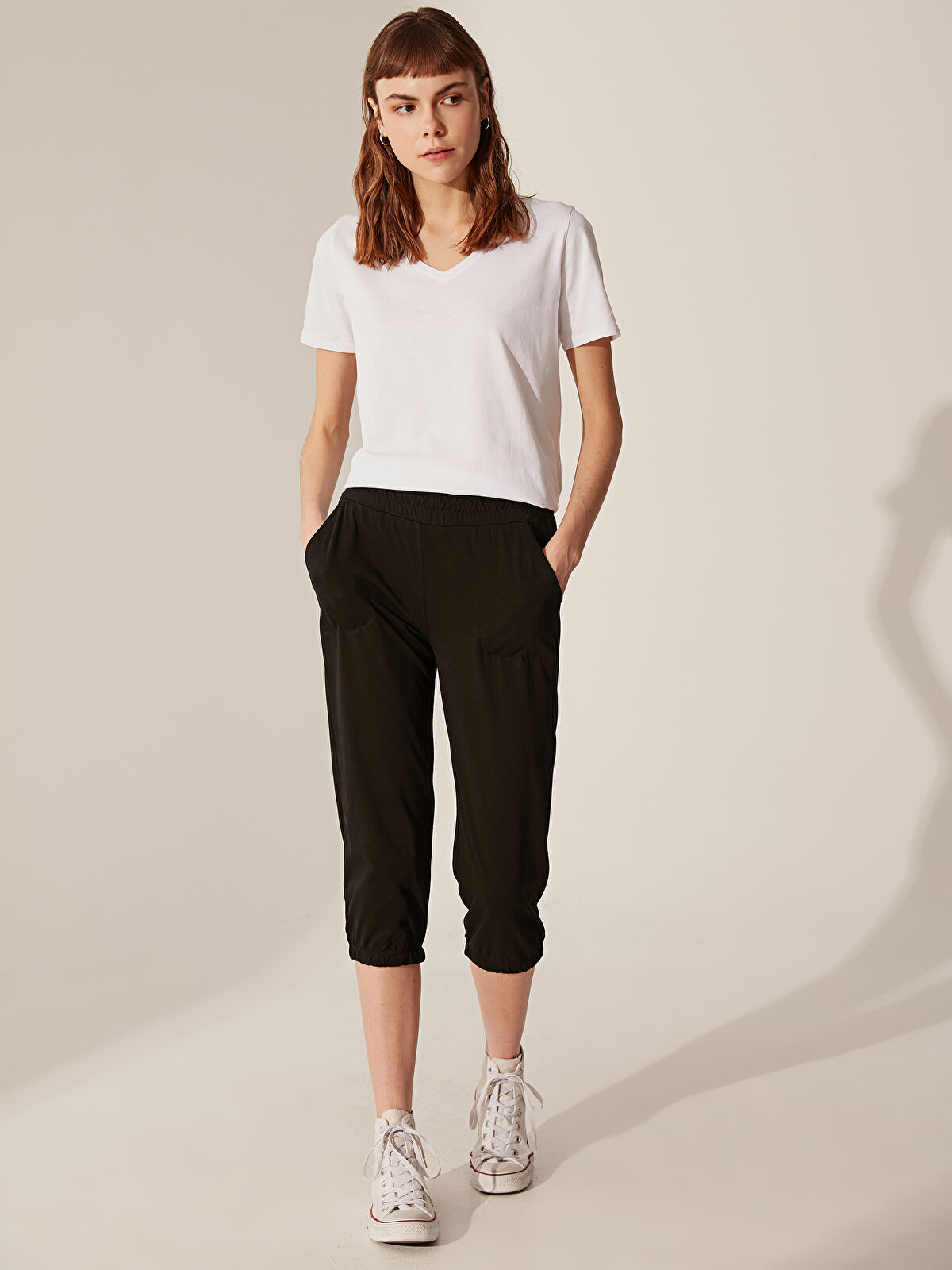 LCW CASUAL Standart Fit Penye Kadın Capri