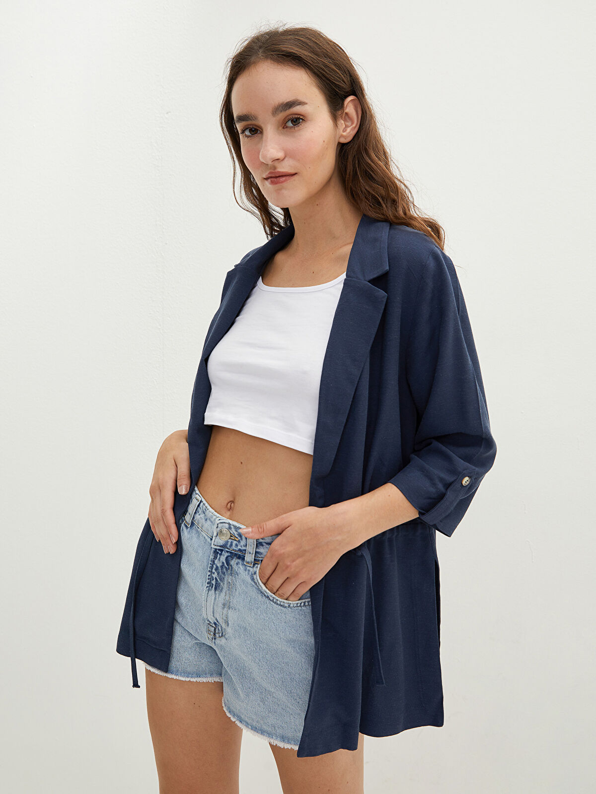 Cep Detaylı Uzun Kollu Viskon Kadın Ceket Cep Detaylı Uzun Kollu Viskon Kadın Ceket