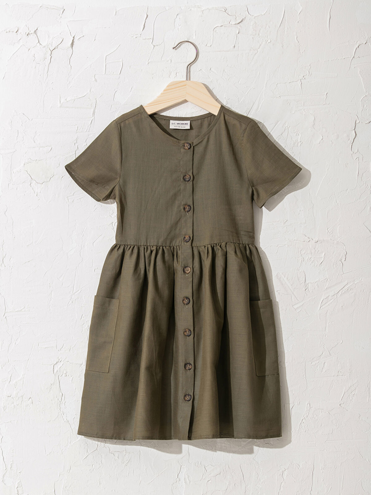 Kız Çocuk Düğmeli Pamuklu Elbise Anne Kız Kombini