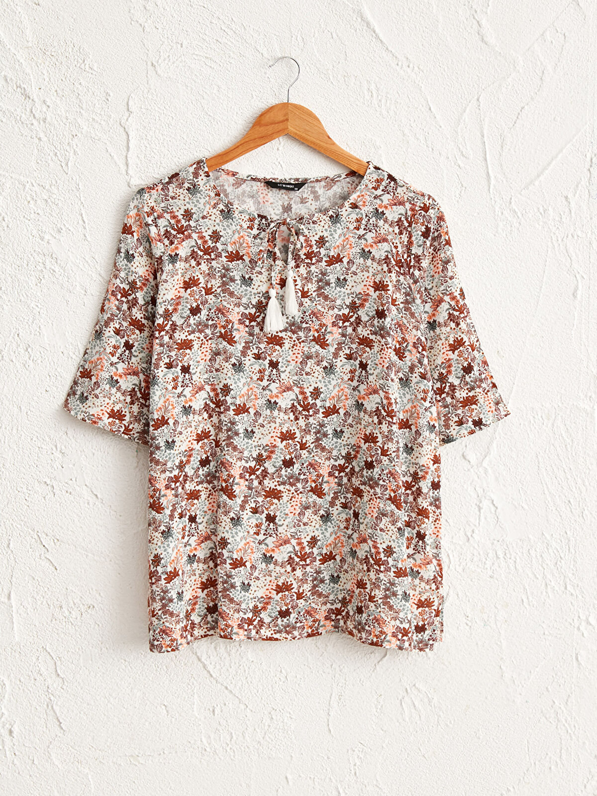 LCW GRACE Standart Fit Kısa Kollu Kadın Desenli Viskon Bluz