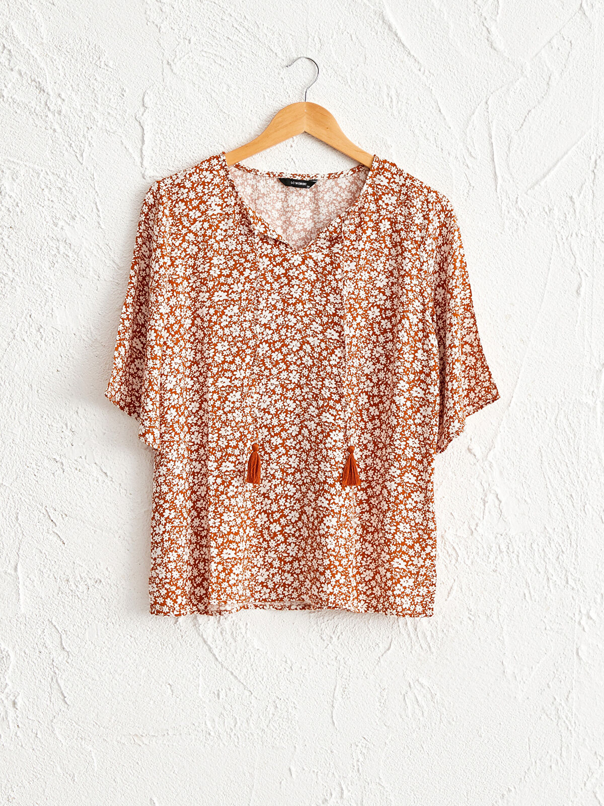 LCW GRACE Standart Fit Kısa Kollu Kadın Desenli Viskon Bluz