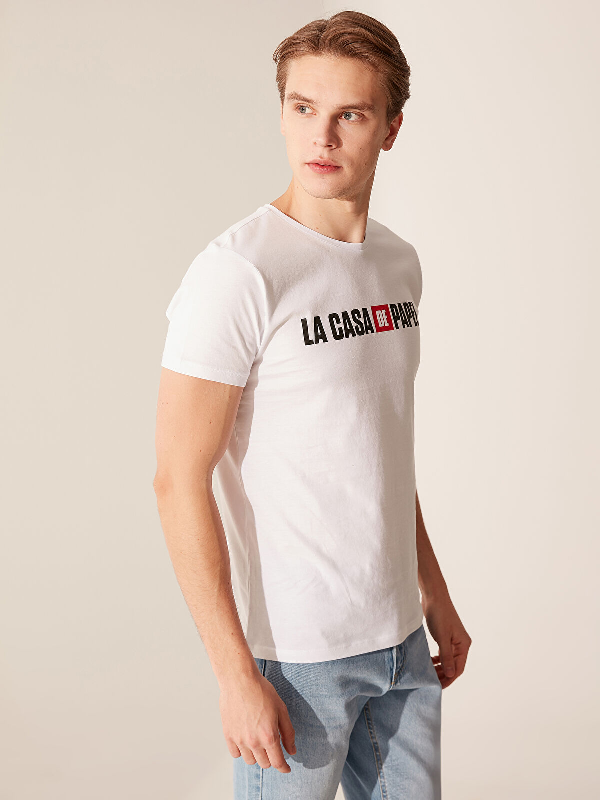 Bisiklet Yaka Uzun Kollu La Casa De Papel Baskılı Penye Erkek Tişört