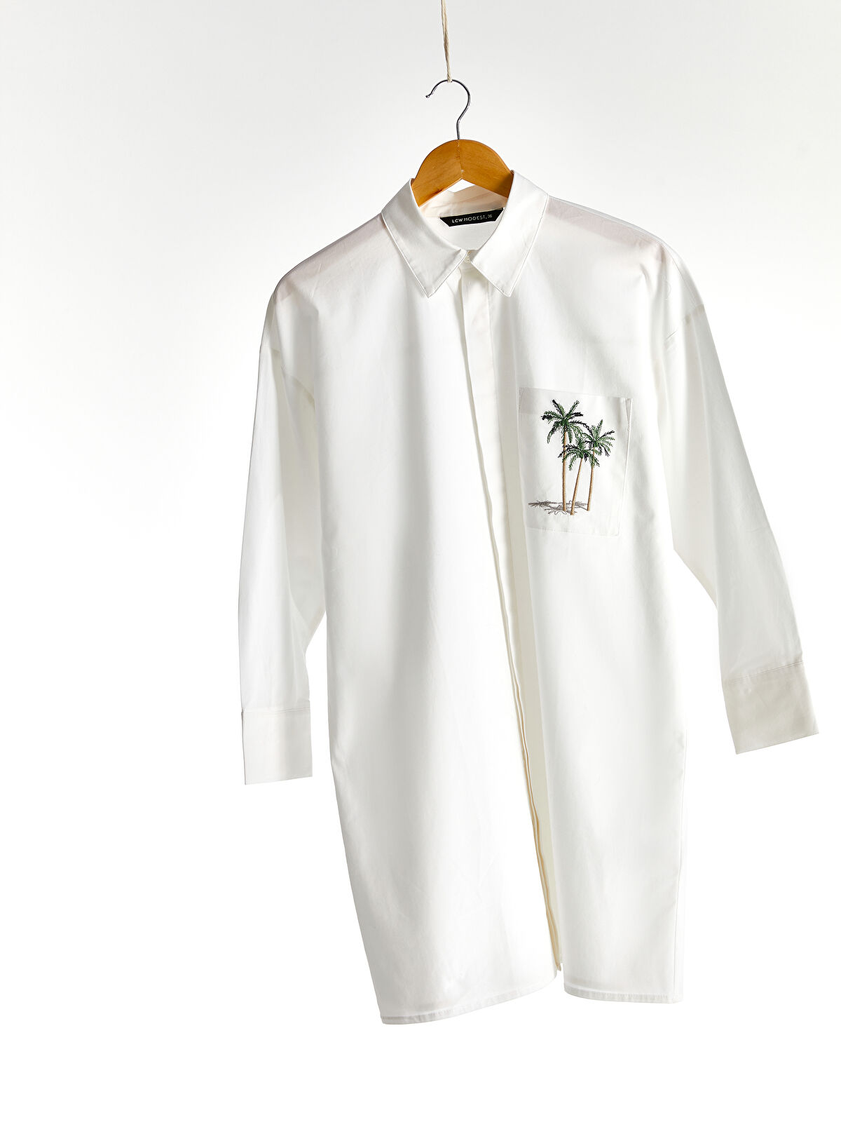 Baskılı Cep Detaylı Oversize Poplin Tunik