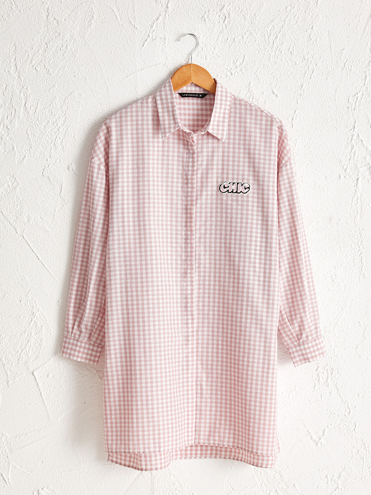 MODEST Uzun Kollu Kadın Ekose Oversize Tunik