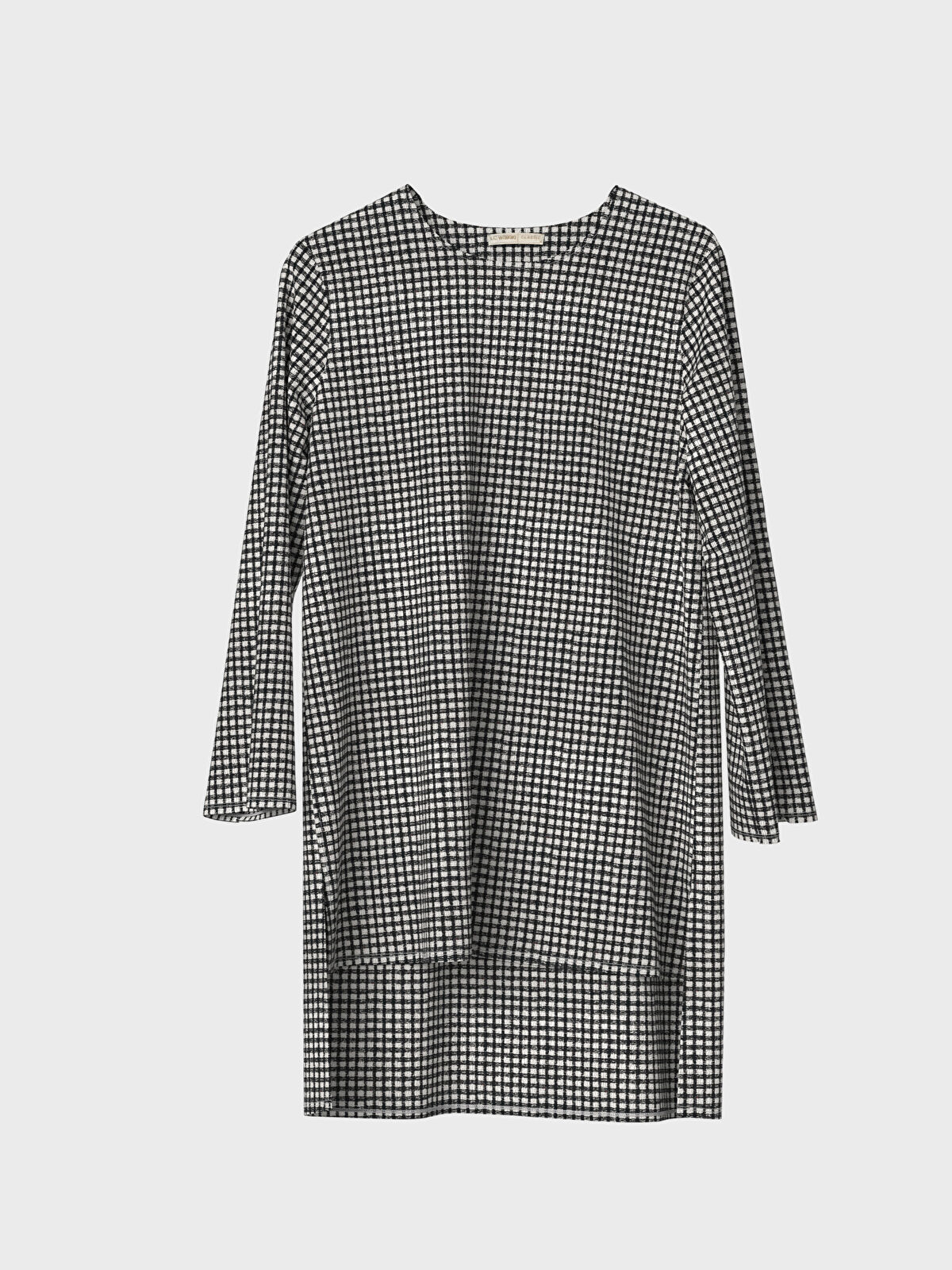 LCW CLASSIC Bisiklet Yaka Uzun Kollu Krep Kadın Tişört