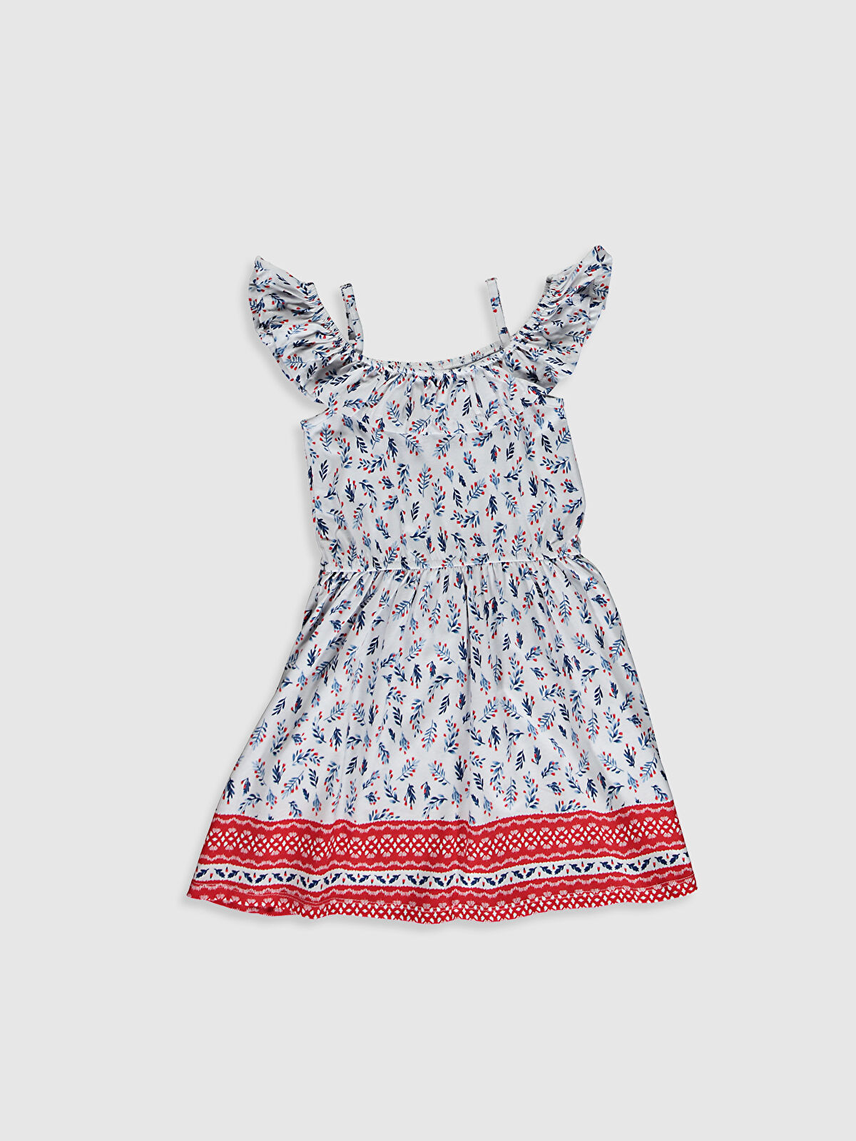 Kız Çocuk Omuzu Açık Desenli Elbise