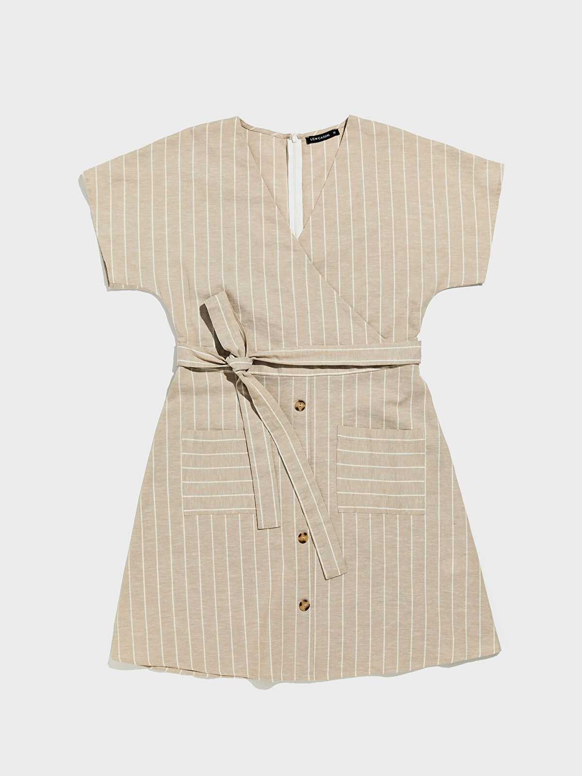 LCW CASUAL Kısa Kollu Keten Kadın Elbise