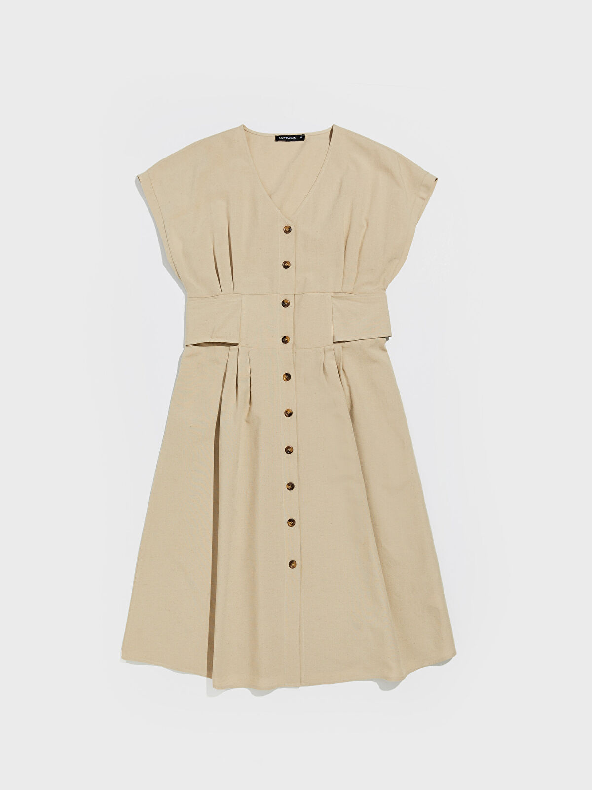 LCW CASUAL Kısa Kollu Keten Kadın Elbise