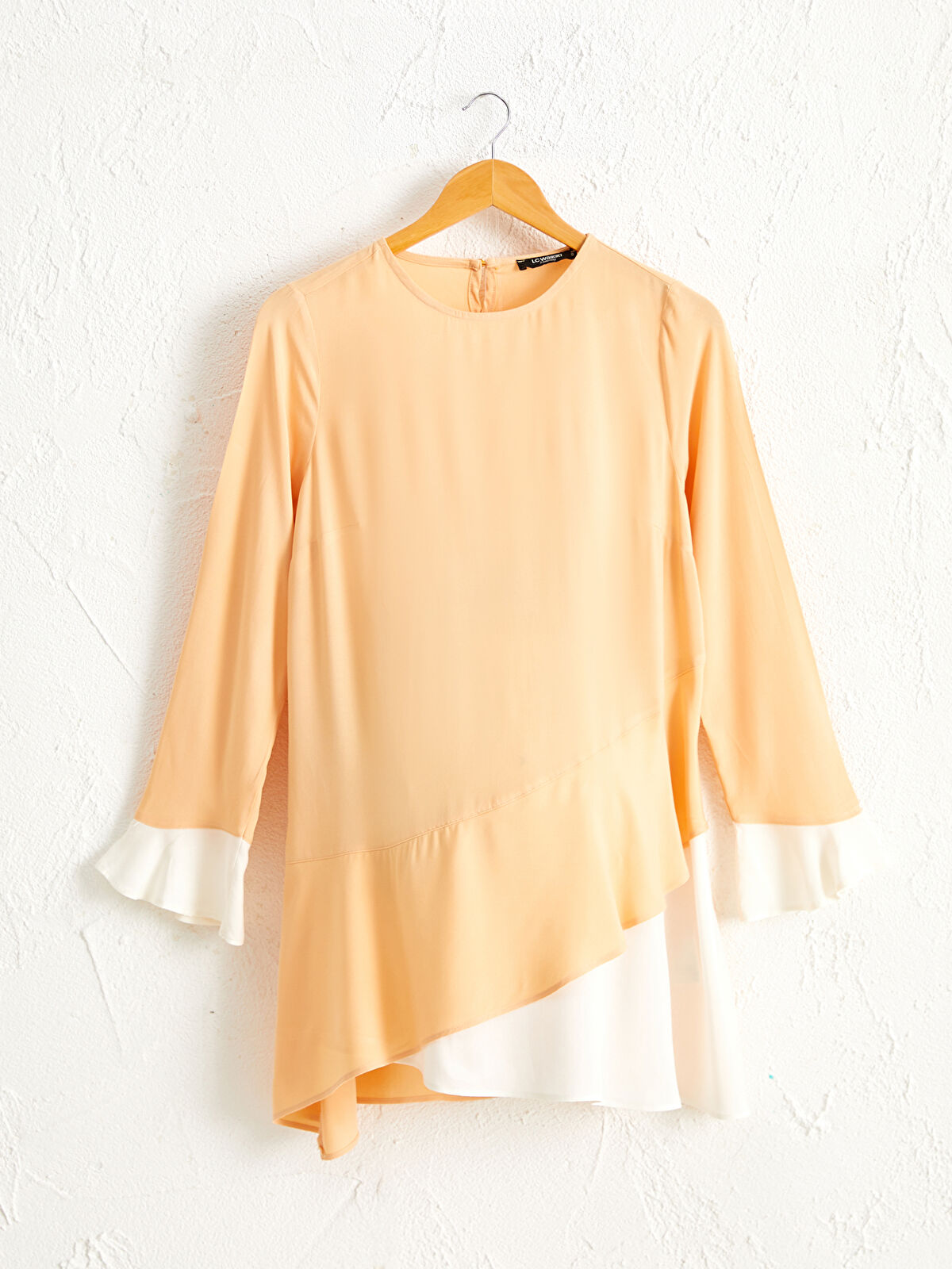 Kolları Fırfırlı Düz Viskon Hamile Tunik