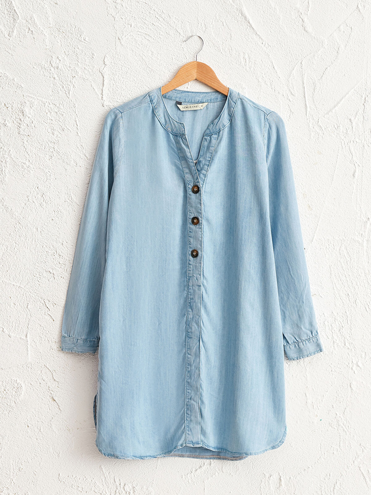 LCW CLASSIC Yakası Düğmeli Uzun Kollu Kadın Tunik