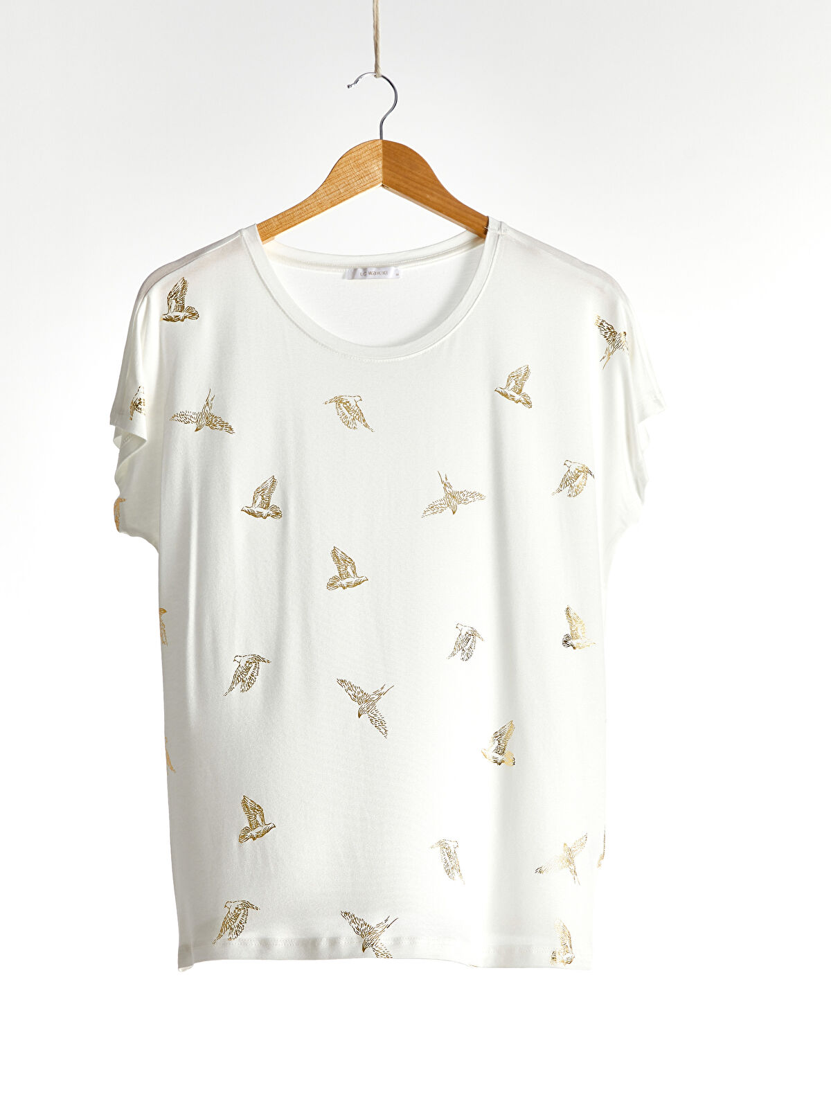 LCW CLASSIC Bisiklet Yaka Kısa Kollu Penye Kadın Esnek Viskon Tişört