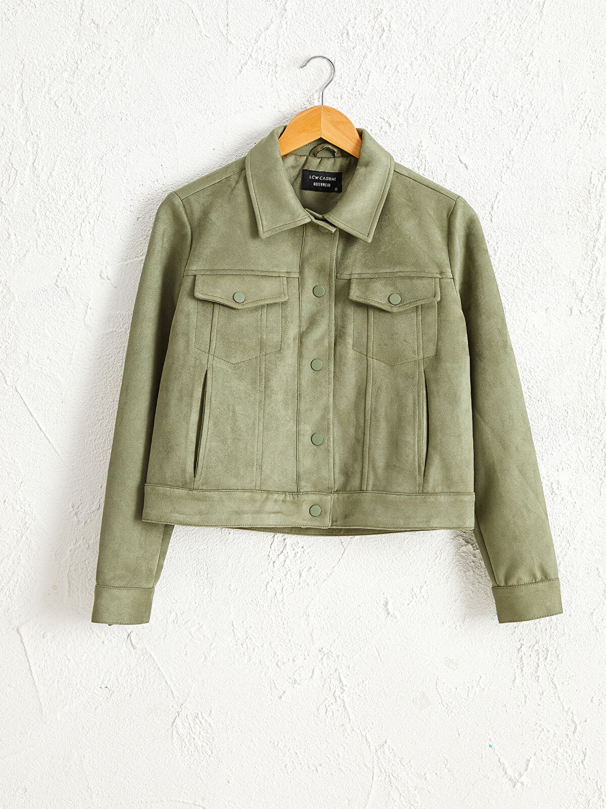 LCW CASUAL Uzun Kollu Kadın Süet Görünümlü Mont