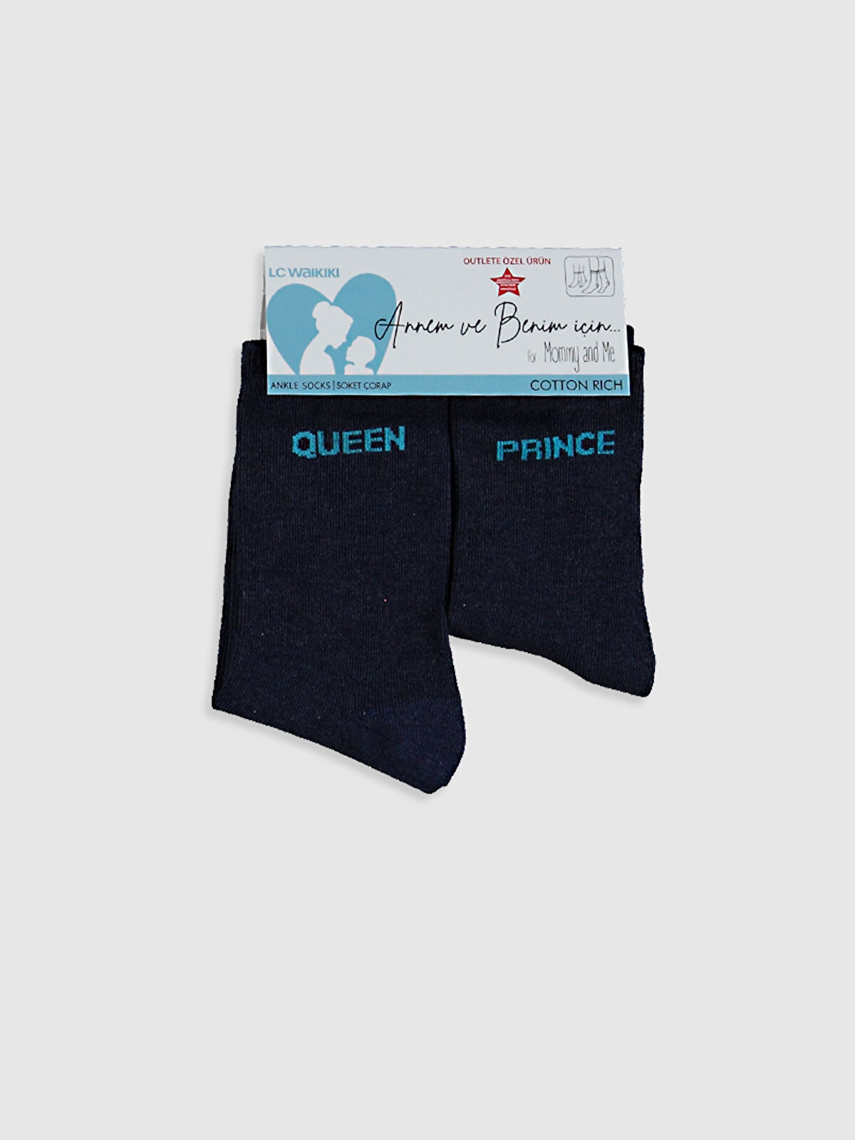Anne-Oğul Koleksiyonu Baskılı Soket Çorap 2'li