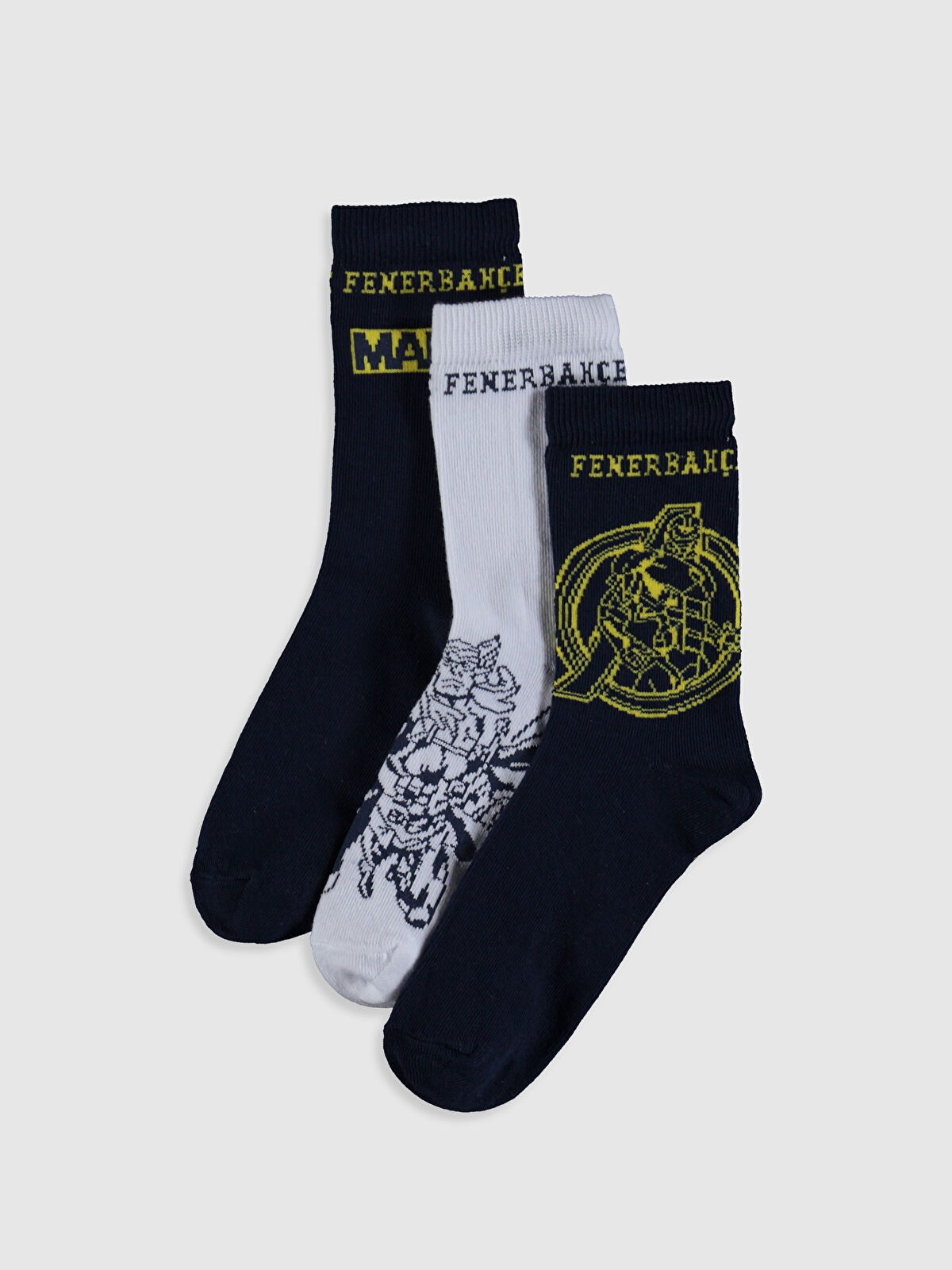 Fenerbahçe Baskılı Erkek Çocuk Taraftar Soket Çorap 3'lü