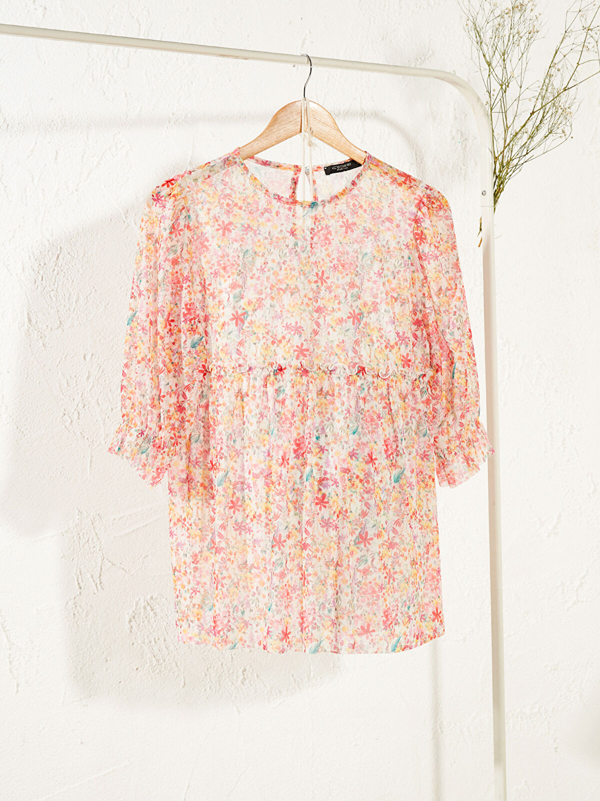 Çiçek Desenli Tül Hamile Bluz