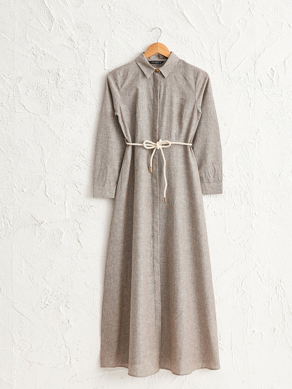 Kemerli Desenli Elbise