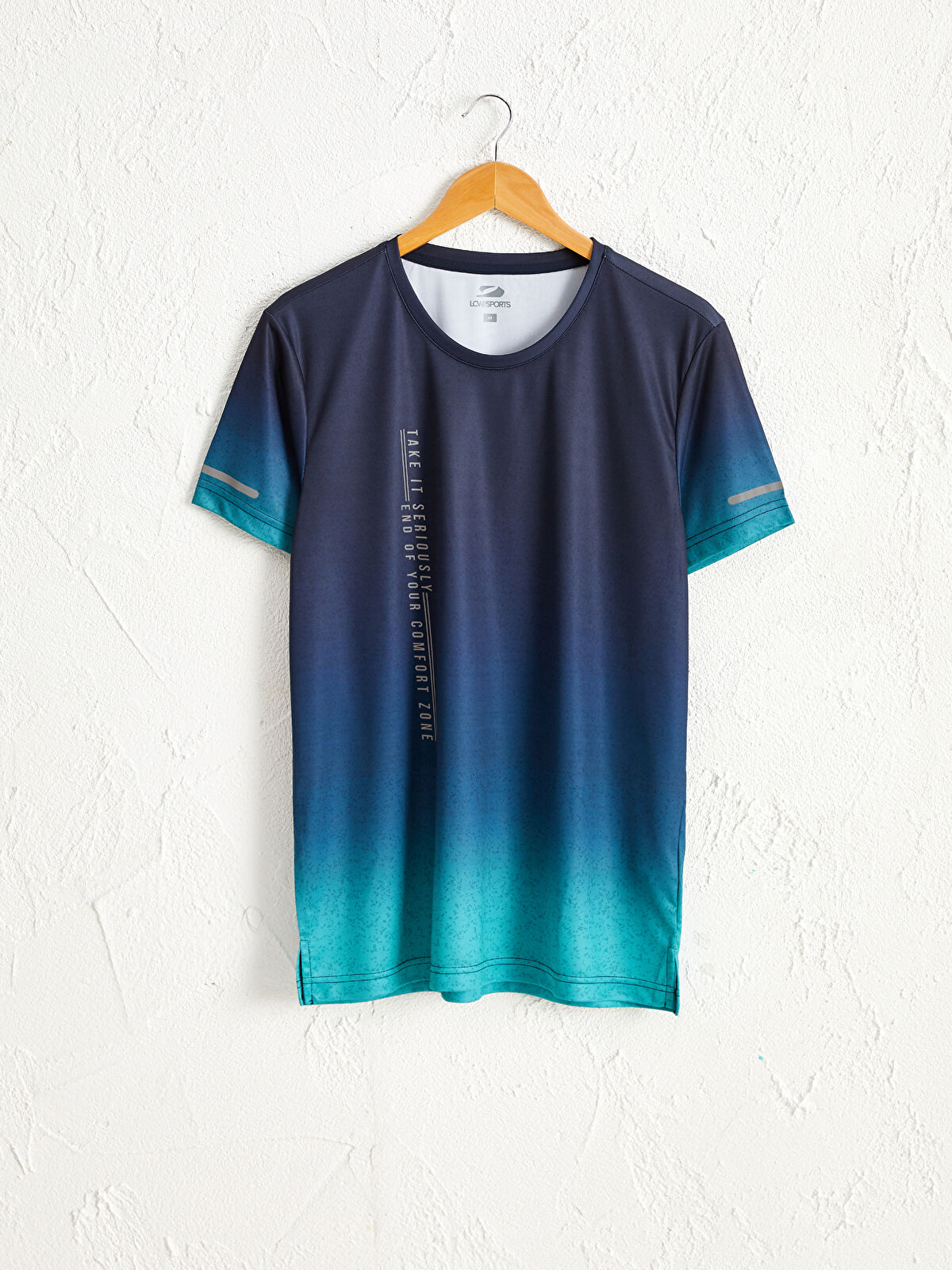 Desenli Bisiklet Yaka Kısa Kollu Aktif Spor Tişört