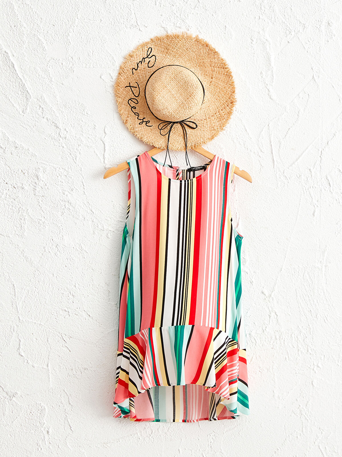 Fırfır Detaylı Çizgili Viskon Hamile Tunik