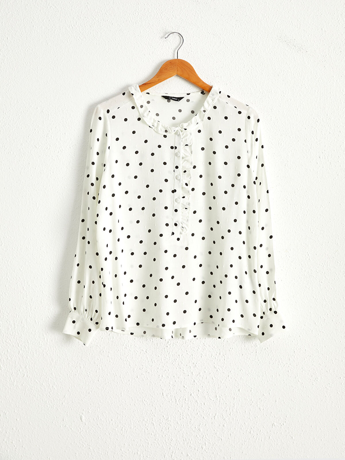 Fırfır Detaylı Puantiyeli Bluz