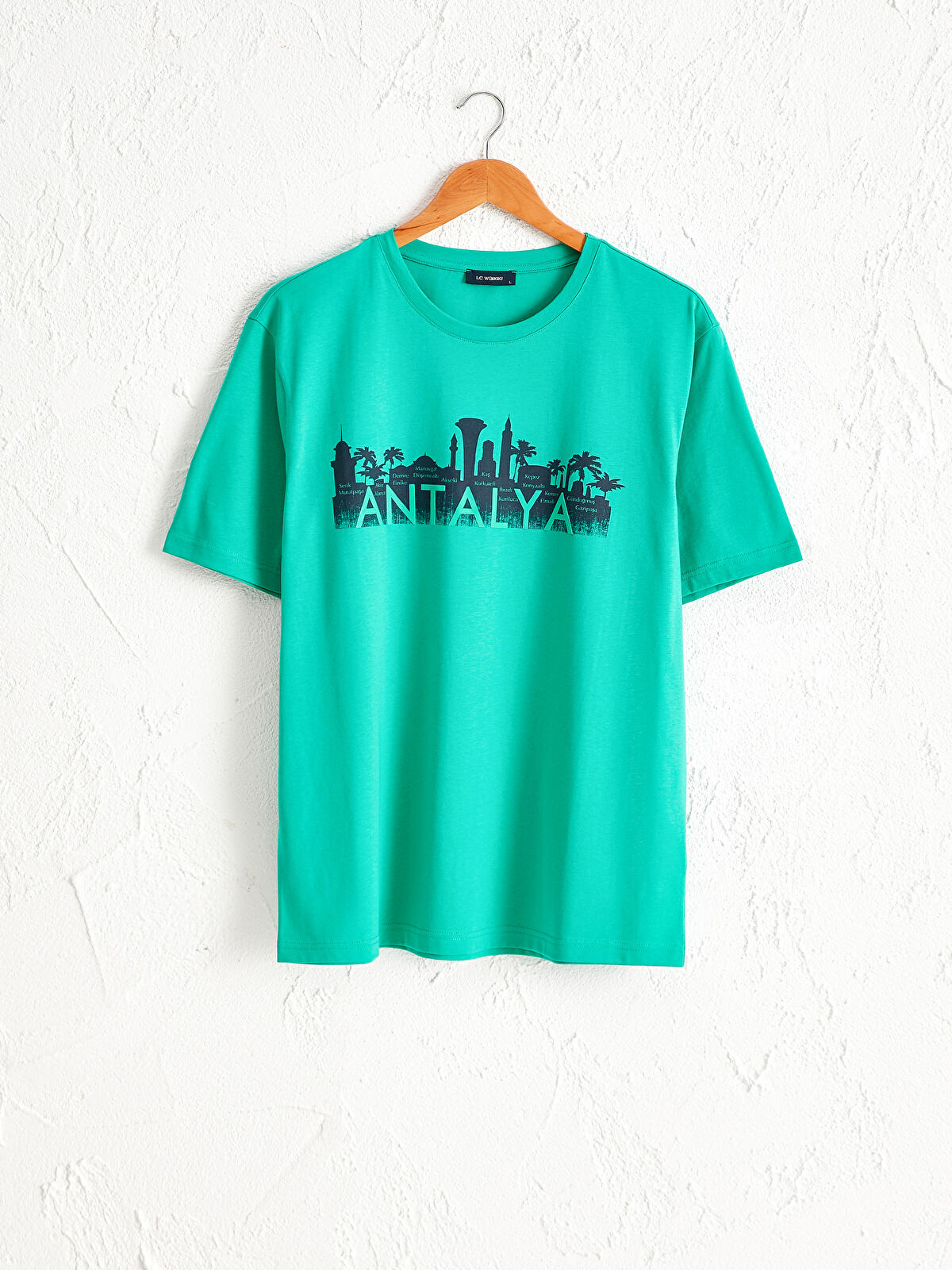 Bisiklet Yaka Antalya Baskılı Penye Tişört