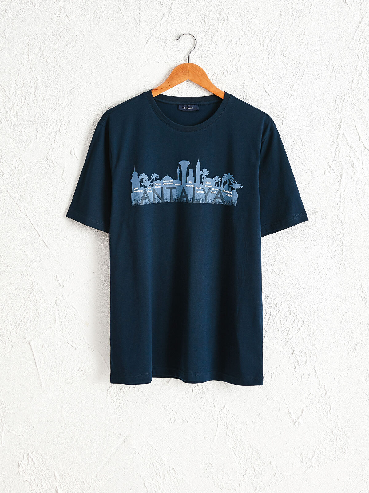 Bisiklet Yaka Antalya Baskılı Penye Tişört