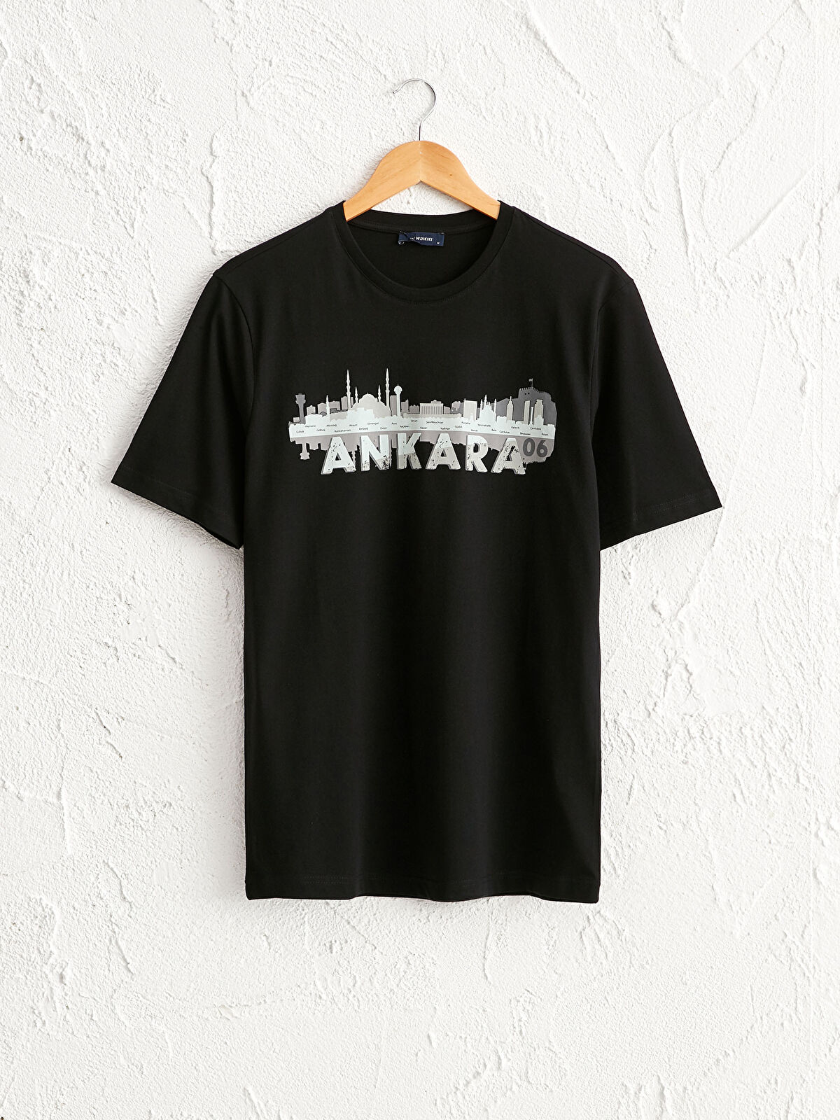 Bisiklet Yaka Ankara Baskılı Penye Tişört