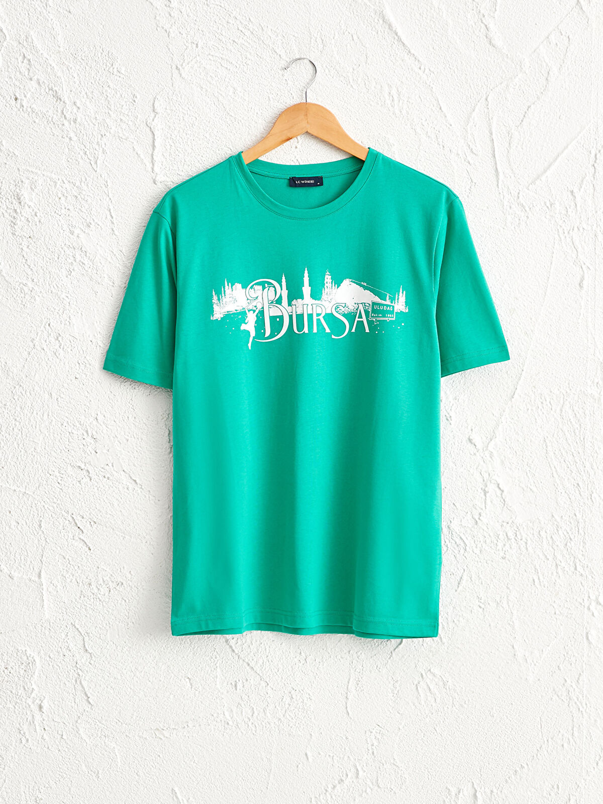 Bisiklet Yaka Bursa Baskılı Penye Tişört