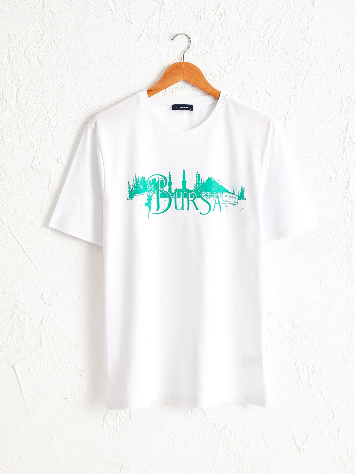 Bisiklet Yaka Bursa Baskılı Penye Tişört