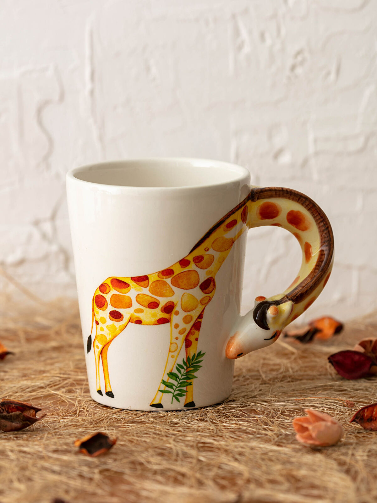 Zürafa Desenli Seramik Kupa