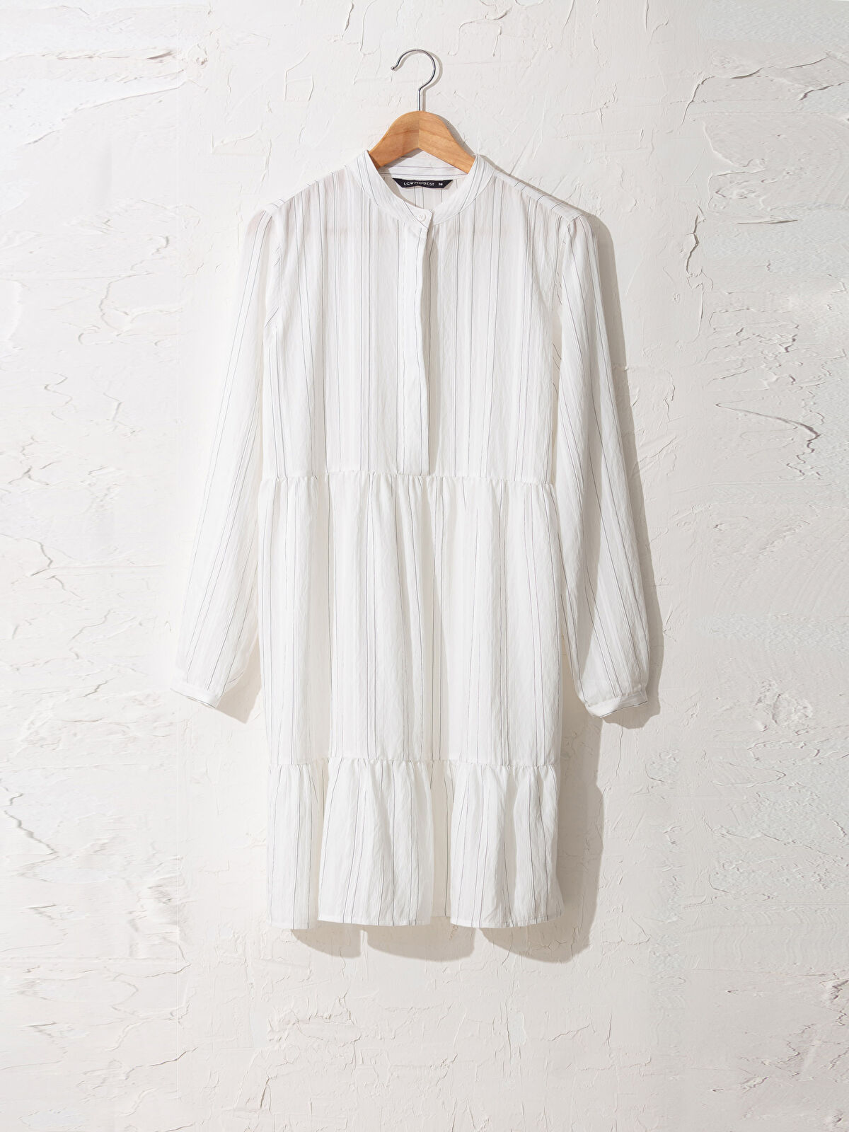 MODEST Standart Fit Uzun Kollu Gabardin Kadın Çizgili Viskon Tunik MODEST Standart Fit Uzun Kollu Gabardin Kadın Çizgili Viskon Tunik