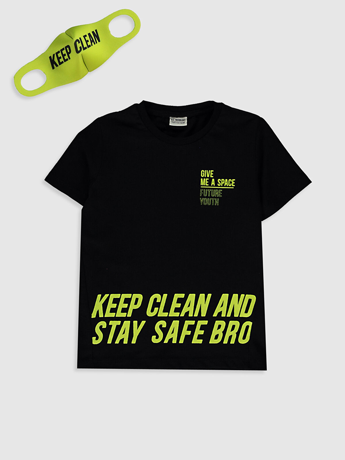 Erkek Çocuk Baskılı Tişört ve Maske