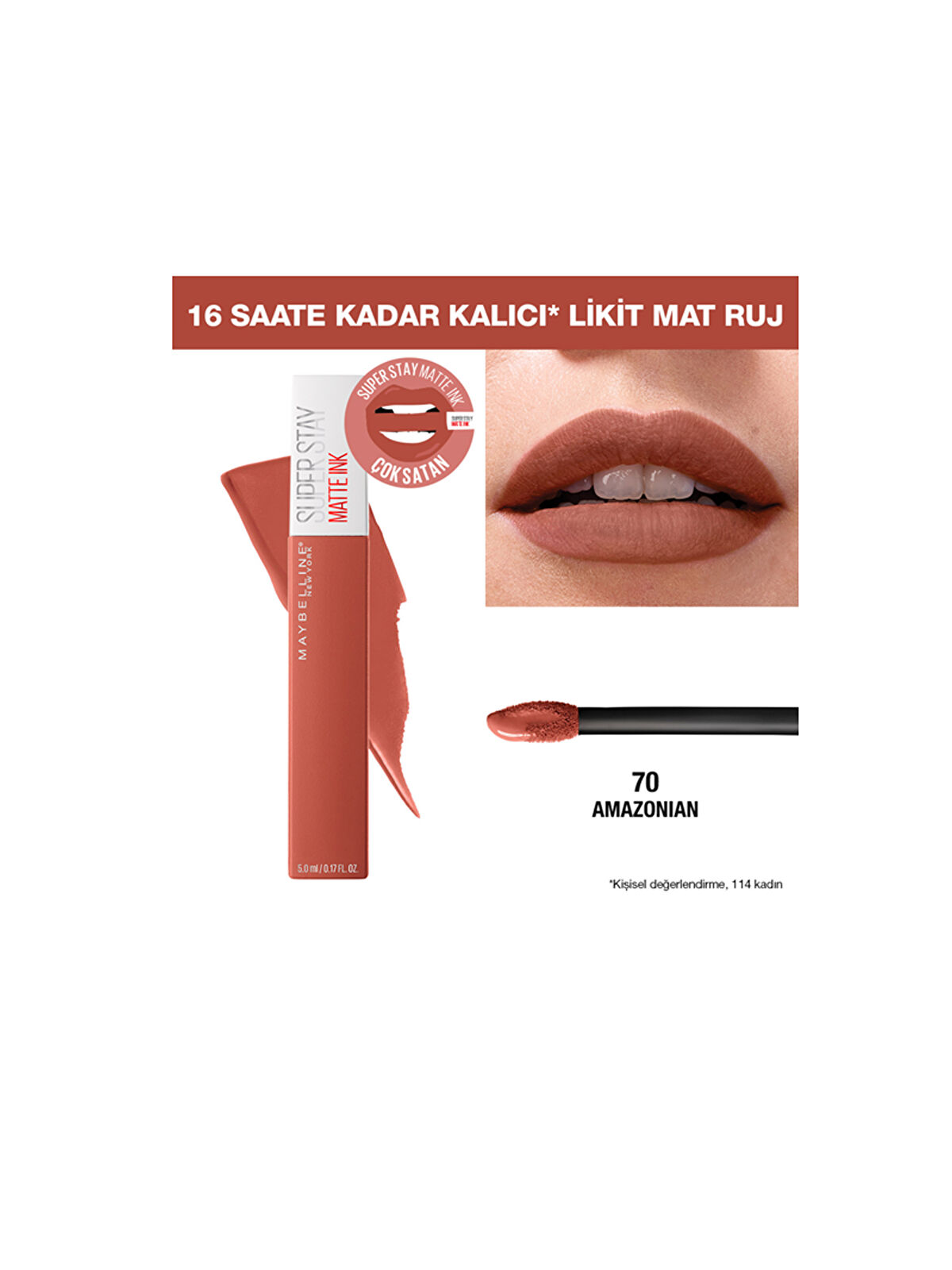 Maybelline New York Super Stay Matte Ink Likit Mat Ruj - 70 Amazonian - Kahverengi Maybelline New York Super Stay Matte Ink Likit Mat Ruj - 70 Amazonian - Kahverengi