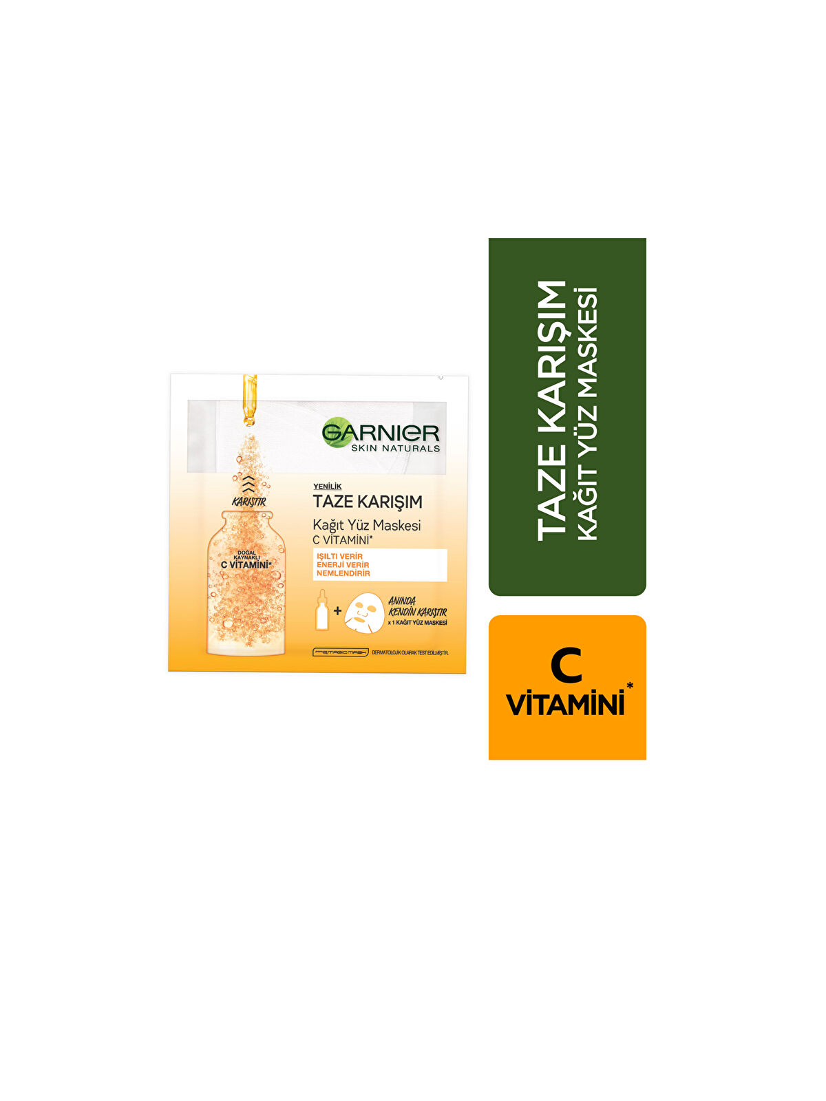 Garnier Taze Karışım C Vitamini Kağıt Yüz Maskesi Garnier Taze Karışım C Vitamini Kağıt Yüz Maskesi
