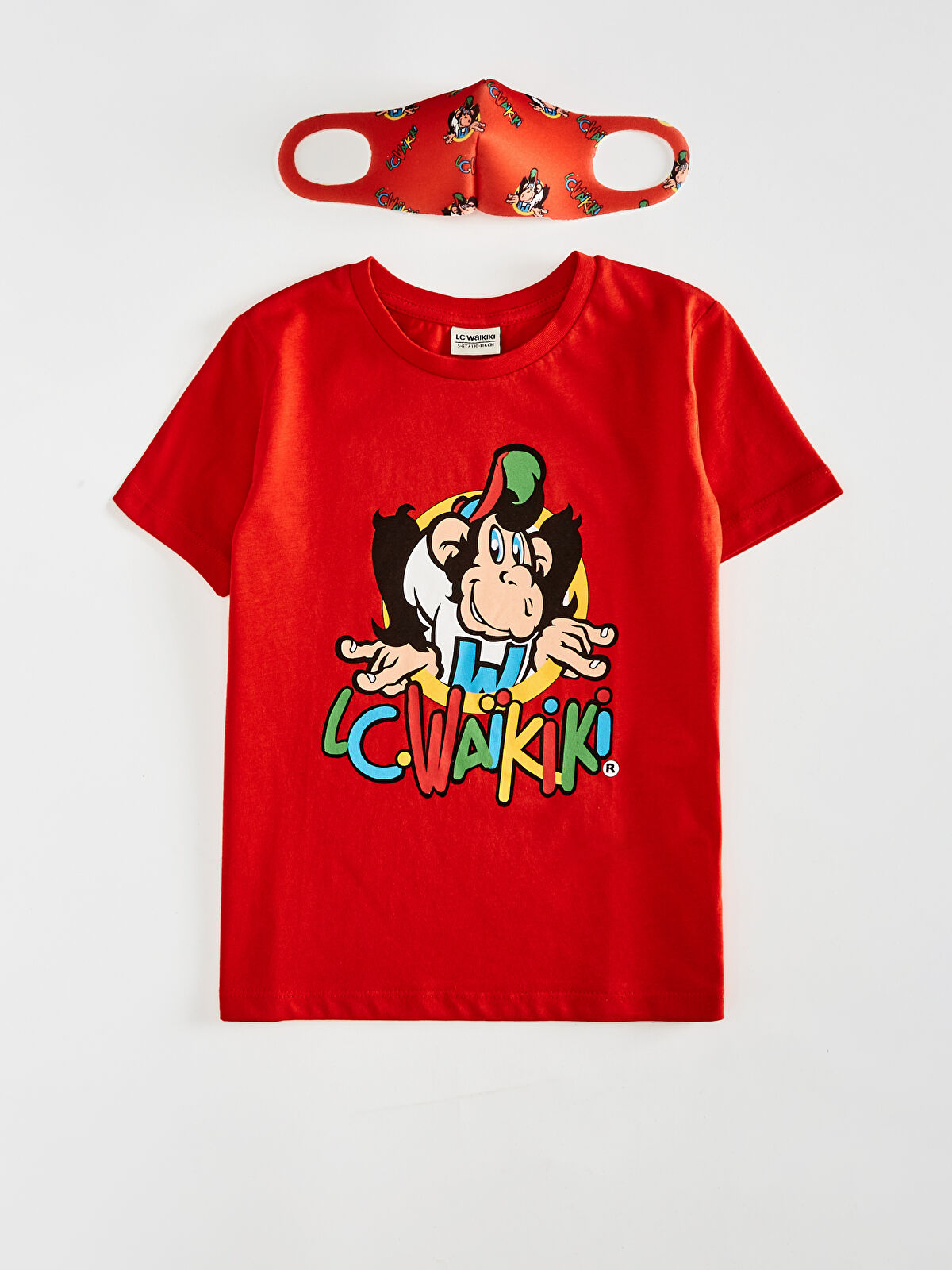 Erkek Çocuk Baskılı Tişört ve Maske