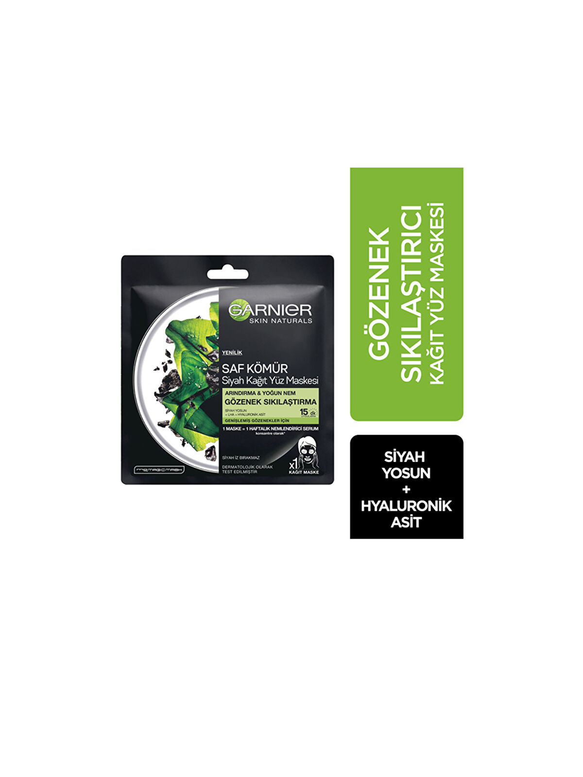 Garnier Skin Naturals Kömürlü Kağıt Yüz Maskesi Siyah Yosun Garnier Skin Naturals Kömürlü Kağıt Yüz Maskesi Siyah Yosun