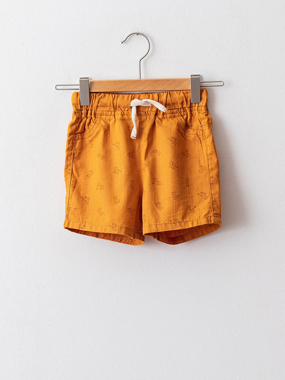 Beli Lastikli Baskılı Gabardin Erkek Bebek Şort