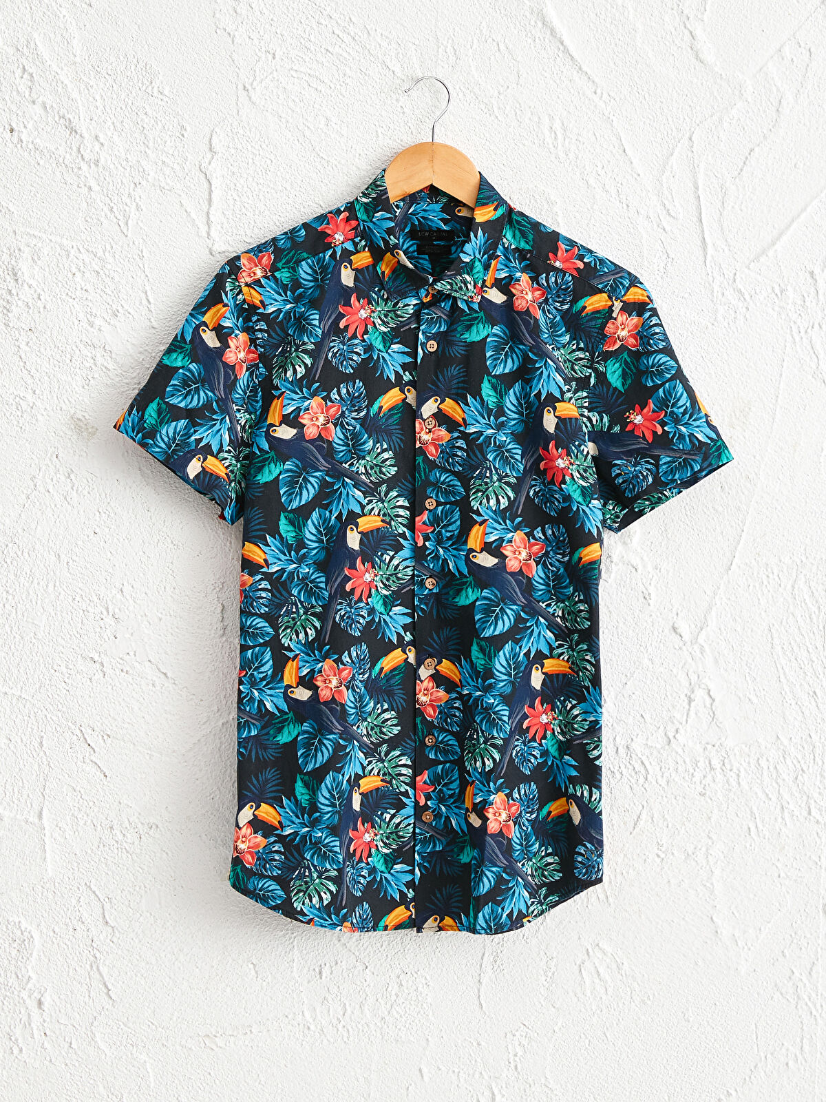 Ekstra Dar Kalıp Baskılı Kısa Kollu Poplin Gömlek Ekstra Dar Kalıp Baskılı Kısa Kollu Poplin Gömlek