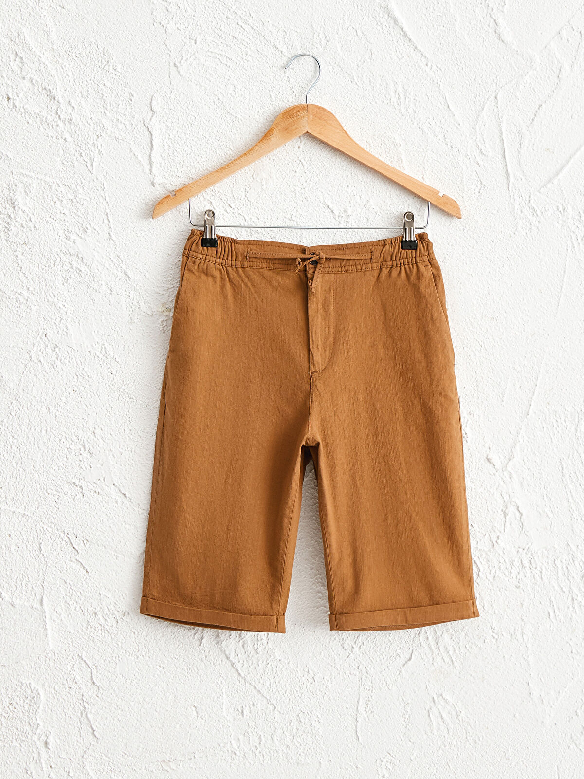 Standart Kalıp Keten Görünümlü Şort