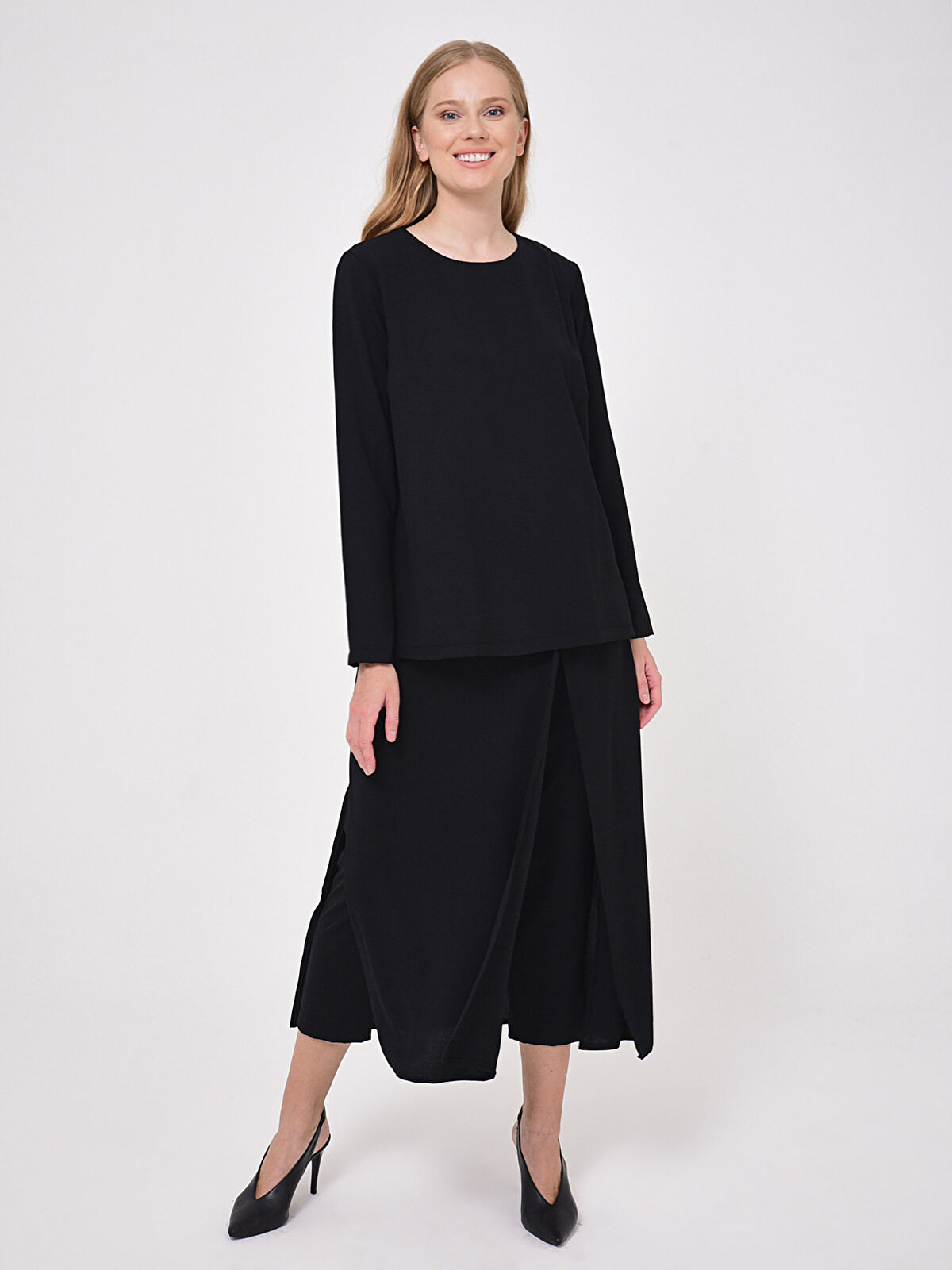 Bisiklet Yaka Düz Salaş Tunik