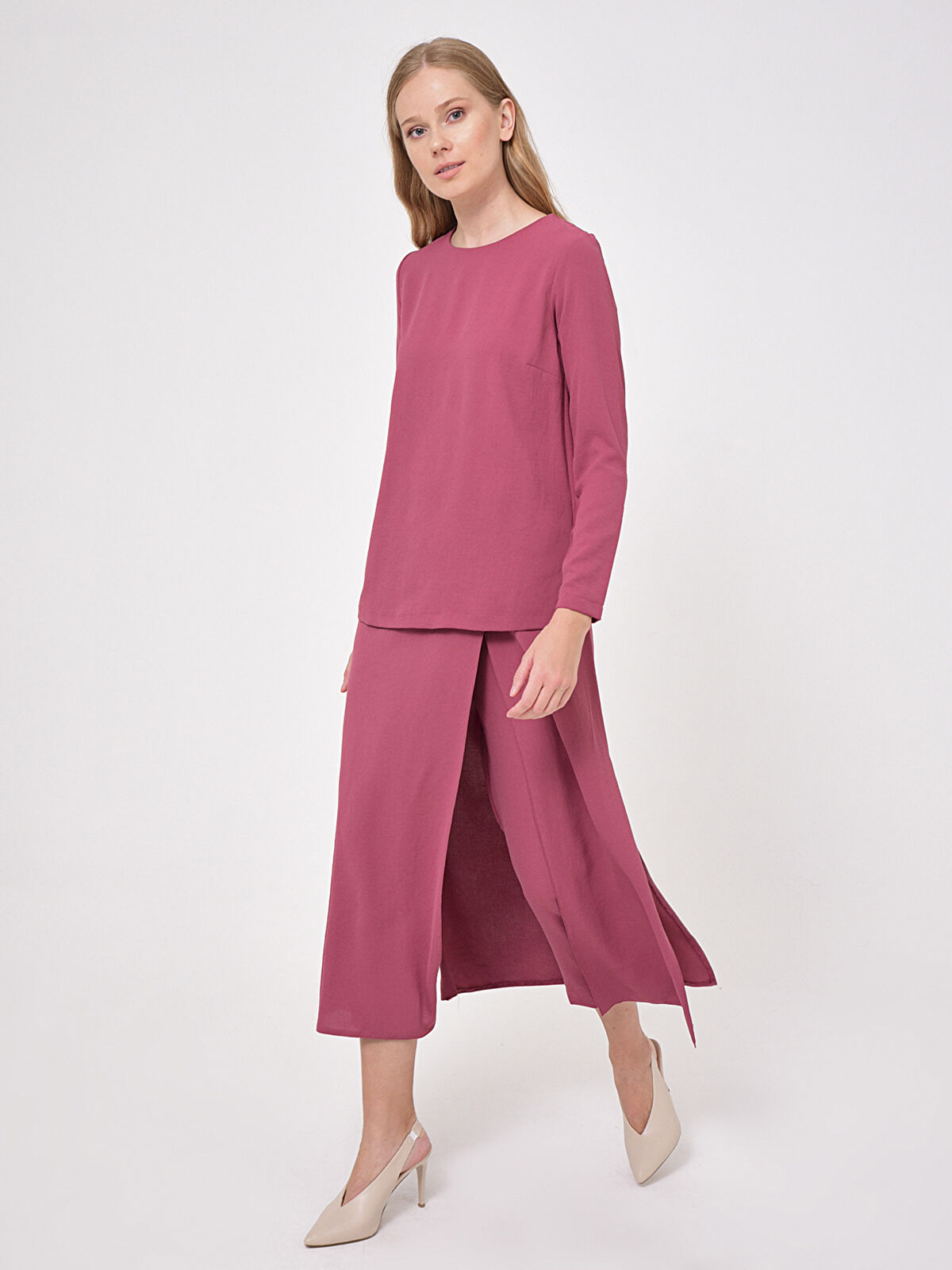 Bisiklet Yaka Düz Salaş Tunik