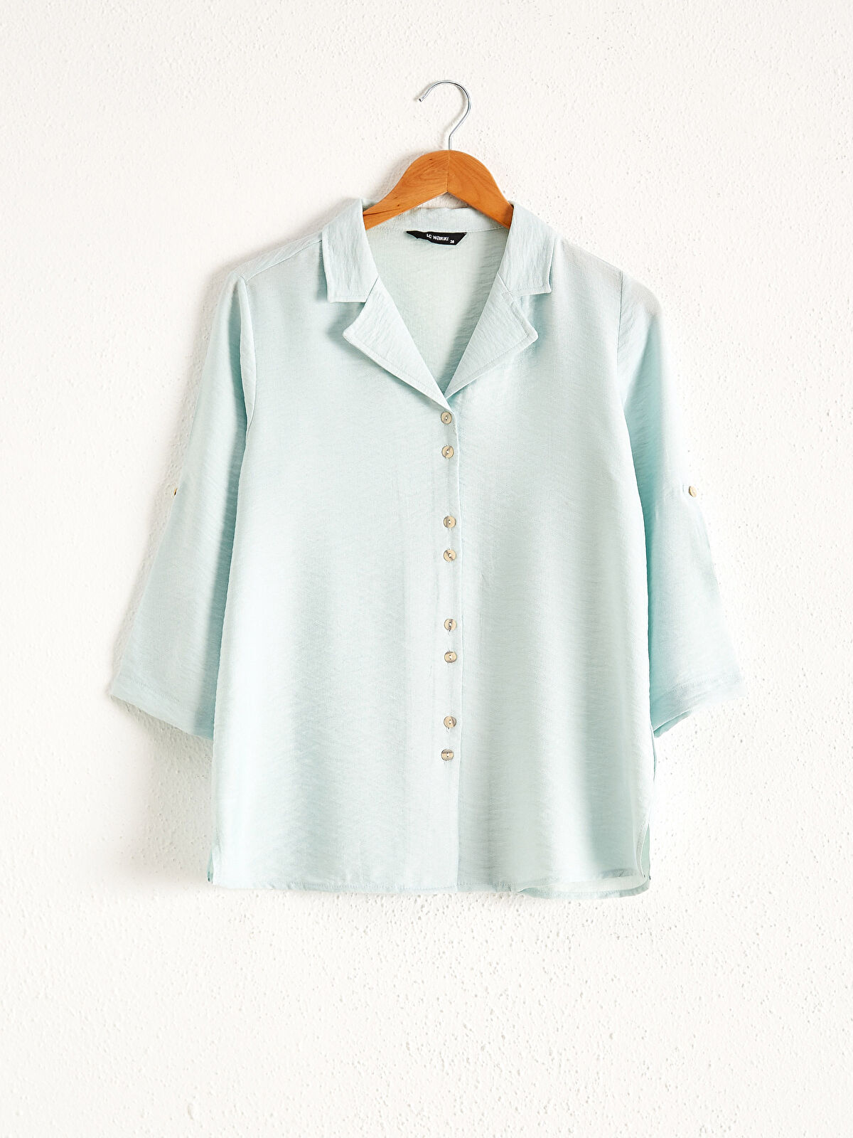 LCW GRACE V Yaka Standart Fit Uzun Kollu Poplin Kadın Düz Poplin Gömlek