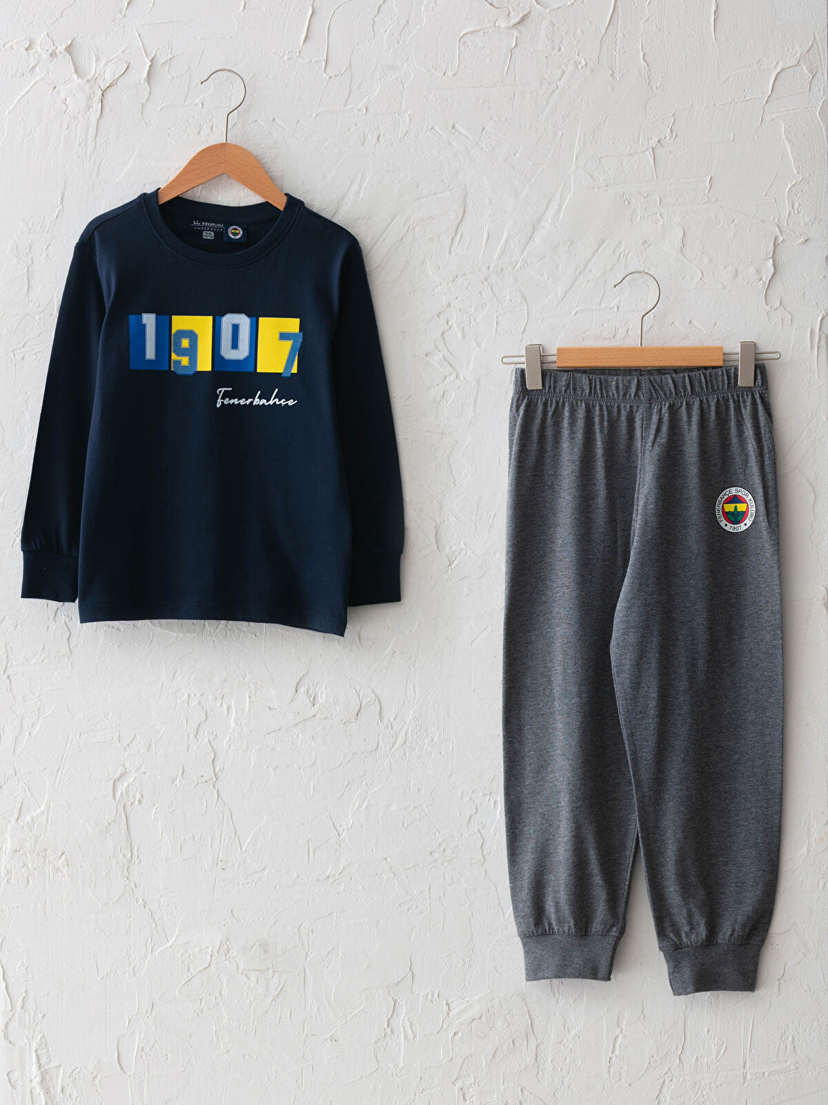 Bisiklet Yaka Fenerbahçe Baskılı Uzun Kollu Erkek Çocuk Pijama Takımı