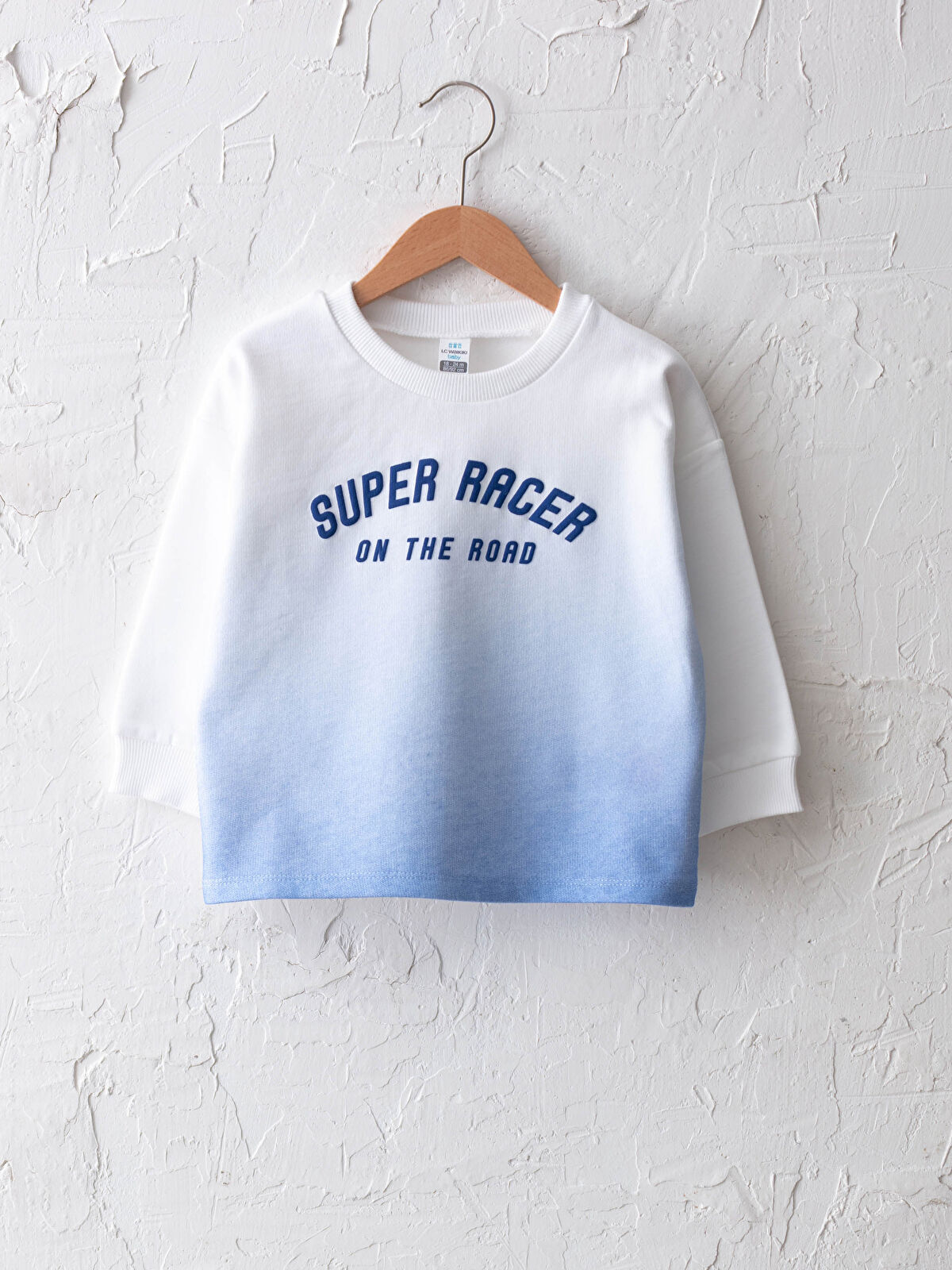 Yazı Baskılı Bisiklet Yaka Uzun Kollu Erkek Bebek Sweatshirt