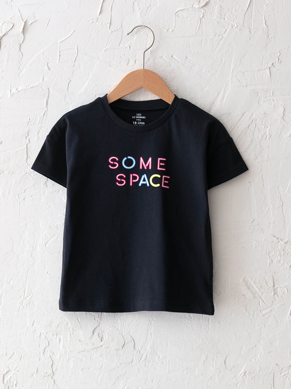 Bisiklet Yaka Kısa Kol Yazı Baskılı Erkek Bebek Tişört