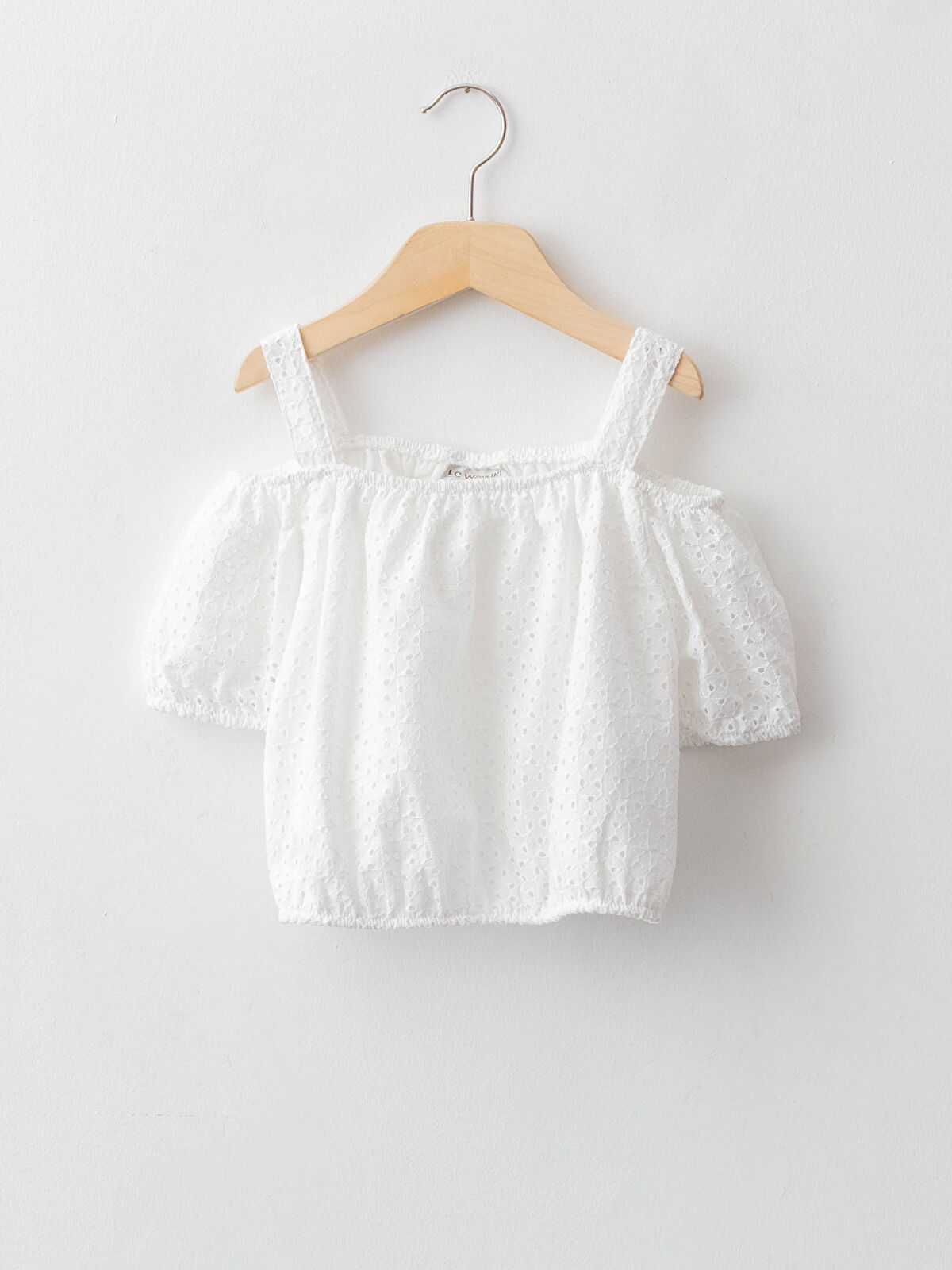 Kayık Yaka Fisto Detaylı Kısa Kollu Omuzu Açık Kız Çocuk Bluz