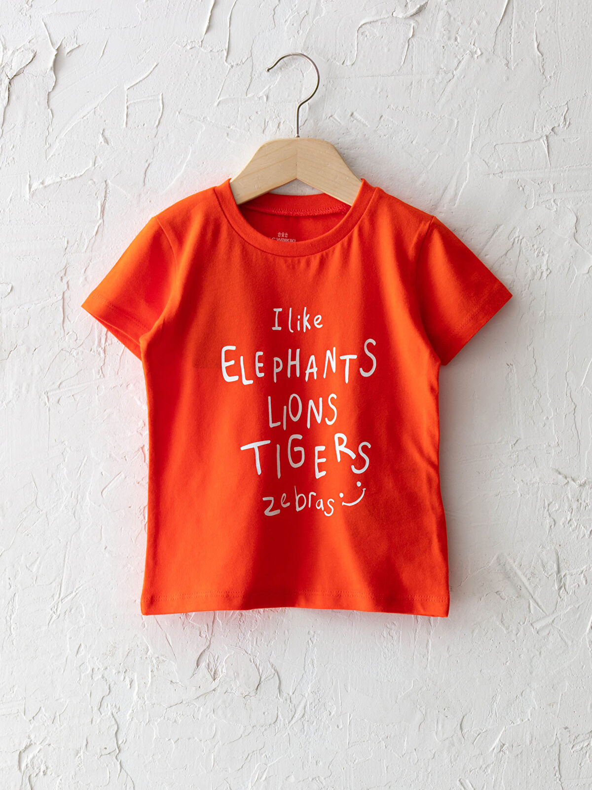 Bisiklet Yaka Kısa Kol Yazı Baskılı Erkek Bebek Tişört